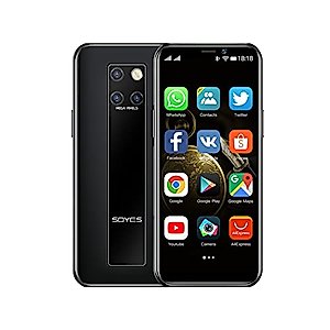 SOYES S10H Mini 4G Card Smartphone Unlocked RAM 3GB ROM 32GB Android 9.0 Ultra-Thin 3.49 Inch K13 Dual Sim 4G Student Mobile Phone Face Recognition Google (Black 3GB+64GB)