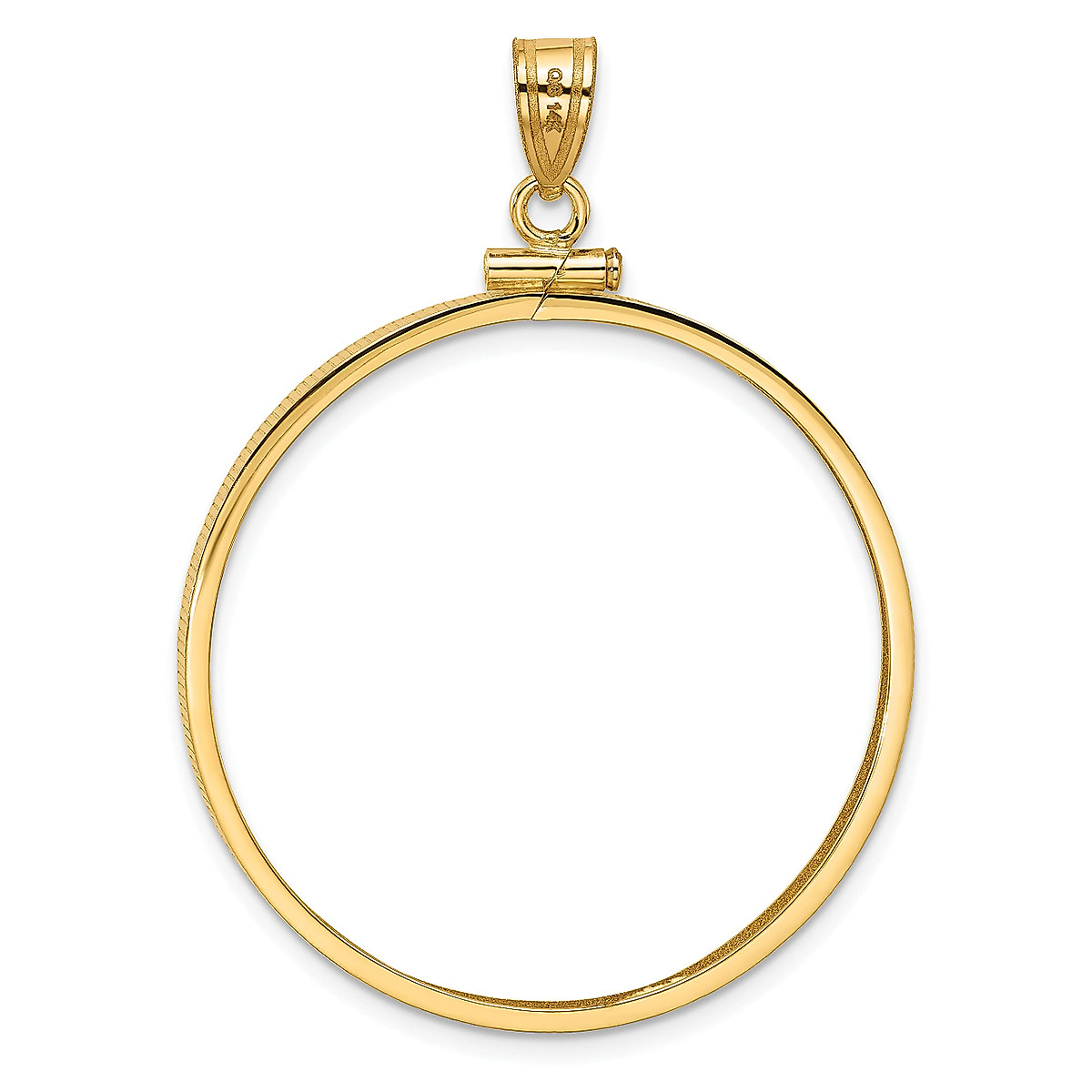 Avariah Wideband Distinguished Coin Jewelry 14k Yellow Gold Polished 32.7mm x 3.00mm Screw Top Coin Bezel Pendant - 45mm
