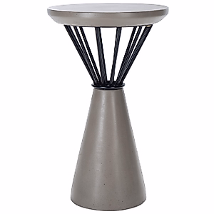 SAFAVIEH Outdoor Collection Akiko Modern Dark Grey Concrete Round Accent Table (Fully Assembled)