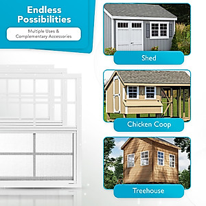 PRO FLEX Shed Window 12" x 12" - Ultra Thick White Aluminum Flush Mount with Tempered Glass - Shed Windows with Fixed Panel and Screws for Chicken Coop, Sheds, Barns, Playhouses