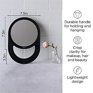 Diane Professional Quality Hand Mirror – Hand Held Mirror with Handle, Single Sided Vanity Makeup Mirror for Women, Men, Salon, Barber, Shaving, and Travel, Medium 7.5" x 11" In Black