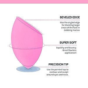 AOA Studio Collection Makeup Sponge Set Makeup Blender Latex Free and High-definition Super Soft Set of 6 Makeup Blender For Powder Cream and Liquid, Beauty Cosmetic Beveled Shape (Pink)