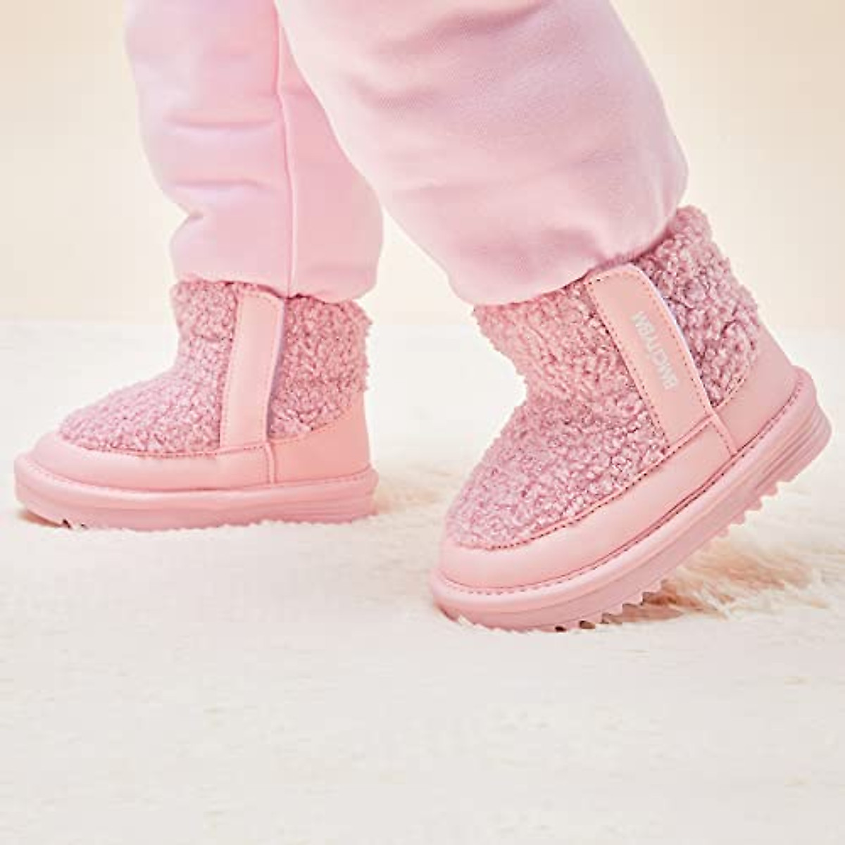 BMCiTYBM Baby Snow Boots Boy Girl Winter Warm Booties Nonslip Lightweight Outdoor Shoes for Infant 6 9 12 18 24 Months Pink Size 18-24 Months Toddler