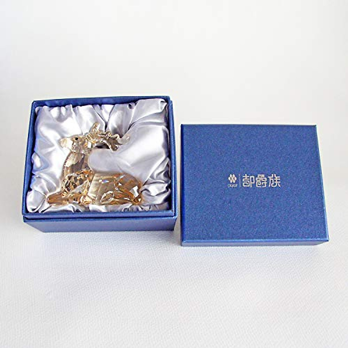 DOJOZ Crystal Deer Animals Lovely Elegant Craft Decorations for Home Ornaments Christmas Collectible Birthday Gifts Reindeer Figurines (Gold)