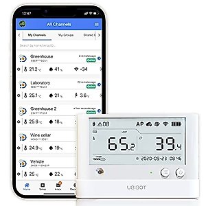 UbiBot WS1Pro WiFi Temperature & Humidity Monitor, No Subscription Fee, 7 * 24 Monitor and Alerts, 4.4” LCD Screen, Work with Alexa, IFTTT