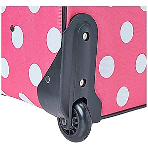 Rockland Polka Softside Upright Luggage Set, Expandable, Lightweight, Pink Dots, 4-Piece (14/19/24/28)