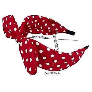 Deghew Red Polka Dot Bow headbands cute headbands hair accessories for women and girls (Wave Dot Red, one size)