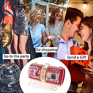 Rhinestone Red Money Clutch Purse for Women Evening Handbags Crystal Money Bag Purse Diamond Bling Clutches for Wedding Party (Bling, Red)