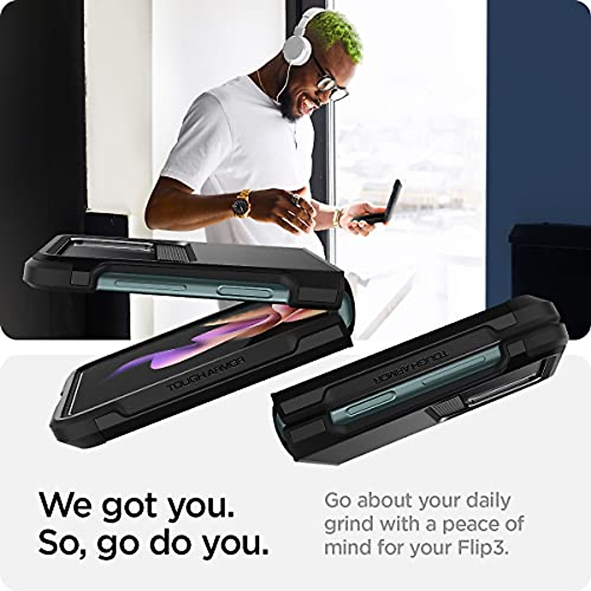 Spigen Tough Armor [Hinge Protection Technology] Designed for Galaxy Z Flip 3 5G Case (2021) - Black