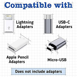 Cozy [5-Pack] Charging Cable Adapter Keeper/Holder/Tether, Compatible with (USB-C, Micro USB, Apple Pencil) adapters | Perfect for Keychain, Car, Travel (Black - 5 Pack)