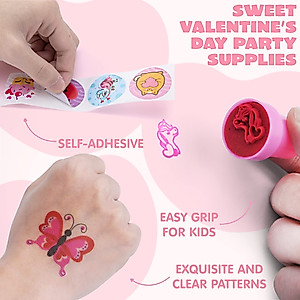 JOYIN 1000+ Valentine Day Hearts Arts and Crafts Party Favor Supplies Accessories (Stickers, Tattoos, Stampers) for Valentine’s School Classroom Rewards Prizes, Exchange Gifts