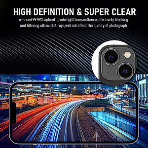 GGOOIG 2-Pack for iPhone 13/13 Mini Camera Lens Protector, 9H Tempered Glass + Aluminum Alloy Ring Cover