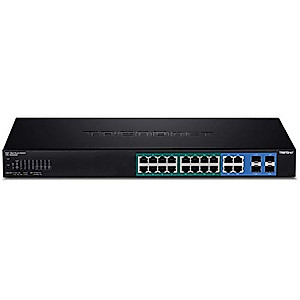 TRENDnet 20-Port Gigabit Web Smart 370W PoE+ Switch, TPE-1620WSF, 16 Gigabit PoE+ Ports, 4 Shared Gigabit Ports(RJ-45 or SFP), 370W PoE Budget,Managed PoE+ Ethernet Network Switch, Lifetime Protection