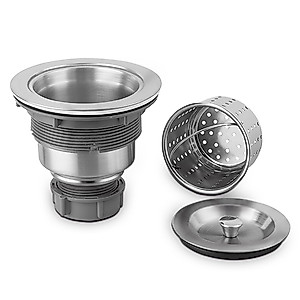 Serene Valley 3-1/2-inch Kitchen Sink Strainer Assembly, 304 Premium Stainless Steel Construction with Removable Deep Waste Basket and Sealing Lid