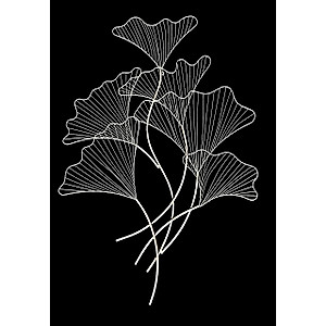 Bellaa Metal Wall Art Golden Ginkgo Leaf Modern Contemporary Abstract Japanese Style Minimalist 3D Sculpture Figurine Unique Home Decor Living Room Outdoor Wrought Iron Accent Large Biloba Flower