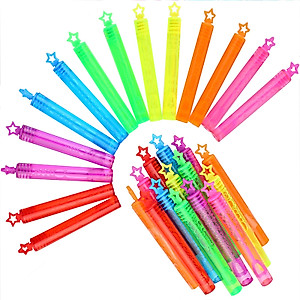 Laxdacee 28 Pack Mini Bubble Wand Set(7 Colour), Punertoy Party Favor Summer Toy for Kids Party, Celebrations, Birthdays, Gift