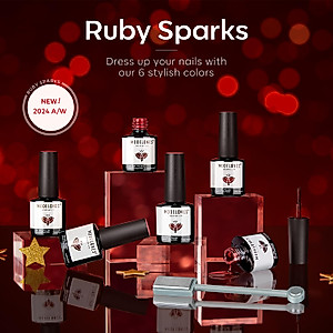 modelones Red Gel Nail Polish Set - 6 Colors Ruby Sparks Collection Popular Glitter Gel Polish Cat Eye Magnetic Gel Burgundy Red Sparkle Bloody Nail Polish Kit Art DIY Salon Gift for Girls Women