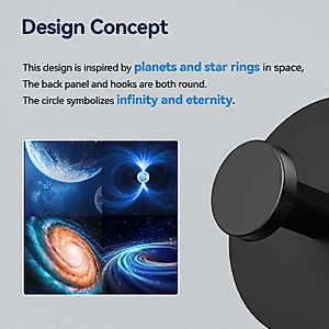 bussdis Multifunctional Towel Hooks for Bathroom Wall - Extra Sticky Stainless, Holds up to 12LB, Coat Hooks Wall Hooks, Adhesive Door Holder Hanger Shower Accessories, Matt Black Heavy Duty