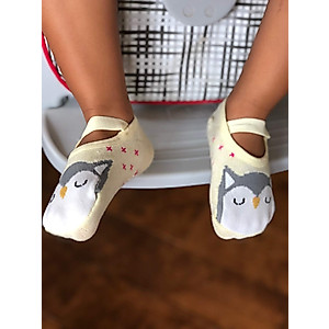 Baby Toddler Girls Grip Socks Non-Slip Gripper Socks Anti Slip Strap Socks 1-3 Year Old Gift Gripper Socks Animal Cartoon Little Girl Yoga Socks