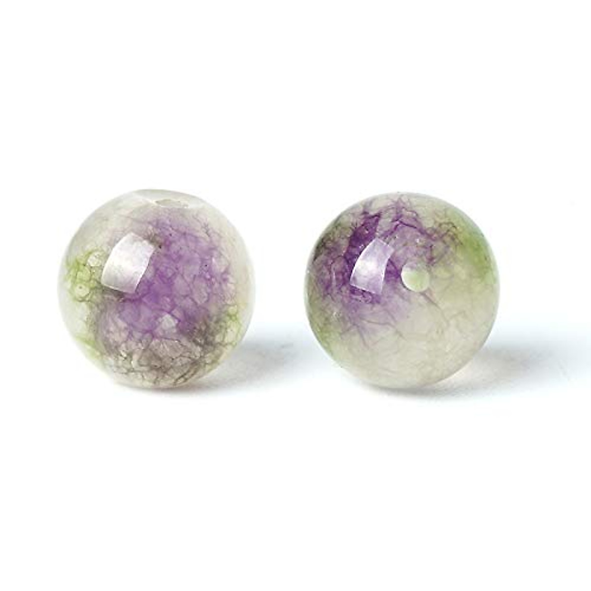 100Pcs Natural Stone Beads 10mm Purple Jasper Round Loose Gemstone Energy Healing Beads Hole Size 1mm DIY Smooth Beads for Bracelet Necklace Earrings Jewelry Making