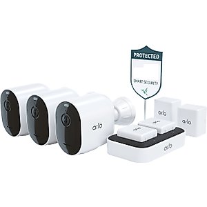 Arlo Pro 4 Spotlight Camera 3 Camera Security Bundle (2K Video, Color Night Vision, 2 Way Audio, Wire-Free, No Hub Needed) White - VMC4350P