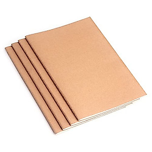 4 Pack Blank Kraft Notebooks, Blank Paper Sketchbooks for Drawing Doodling Writing,Travel Journal Set, 68 Pages, 34 Sheets, 8.1x5.5 Inch, A5 Size, Travel Journal Set, for Gifts, Students and Office Supplies