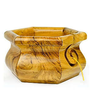 Nagina International Mahogany Handcrafted Premium Hexagonal Large Yarn Ball Storage Bowl | Skein Holder for Knitters | Knitting & Crocheting Art Craft Accessories (Large)