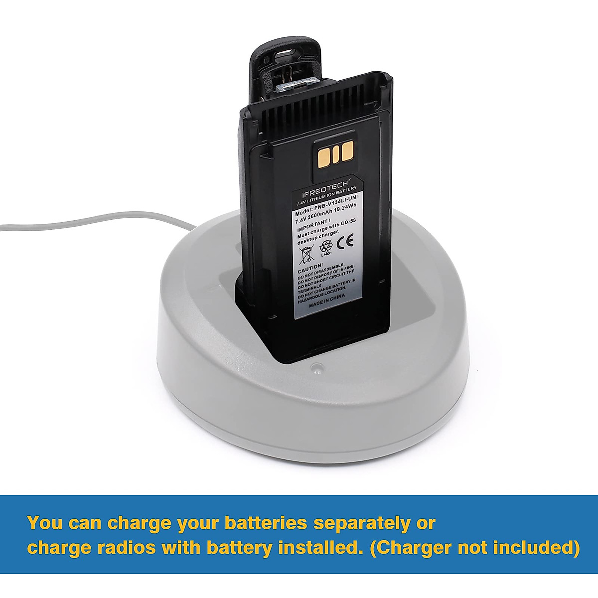 IFREQTECH FNB-V134LI Battery for Vertex Standard VX-260 VX-261 VX-264 EVX-261 VX-451 VX-454 VX-459 with Belt Clip 2600mAh