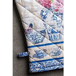 Maison d' Hermine Oven Mitt + Pot Holder 100% Cotton Heat Resistant Kitchen Oven Gloves (7.5"x13") & Hot Pads (8"x8"), Chef, Women & Men Parties, Birdies On Wire - Spring/Summer