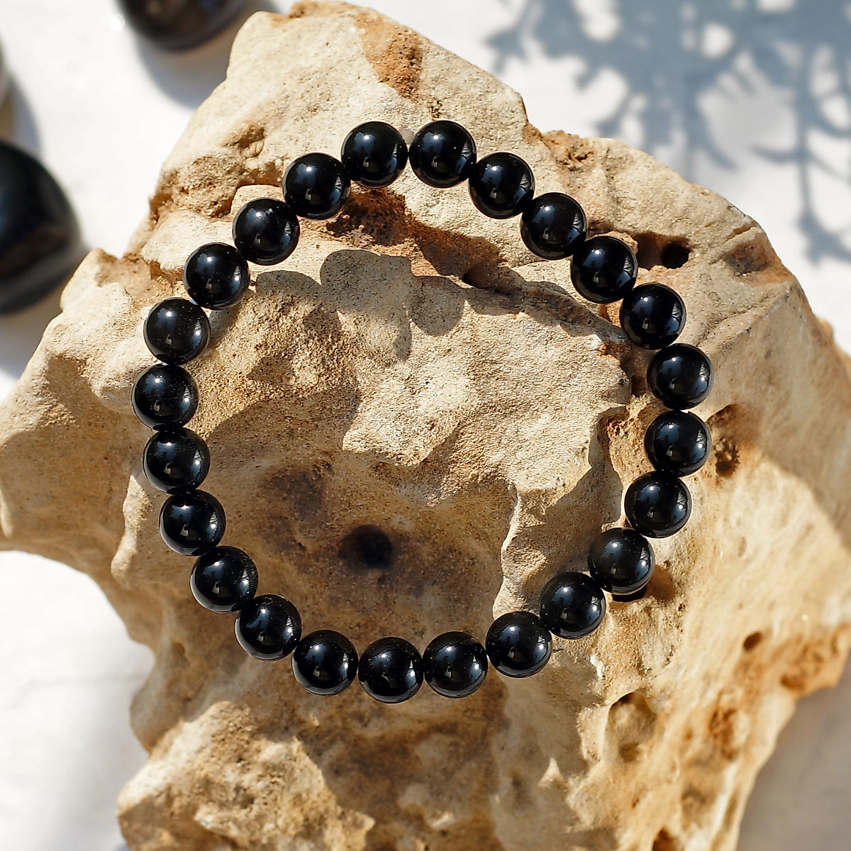Ultimate Protection Bracelet - Handmade Natural Black Obsidian Bracelet - Gemstone 8mm Round Beads Natural Stone Yoga Bracelet - Boho Stone Stretch Bracelet
