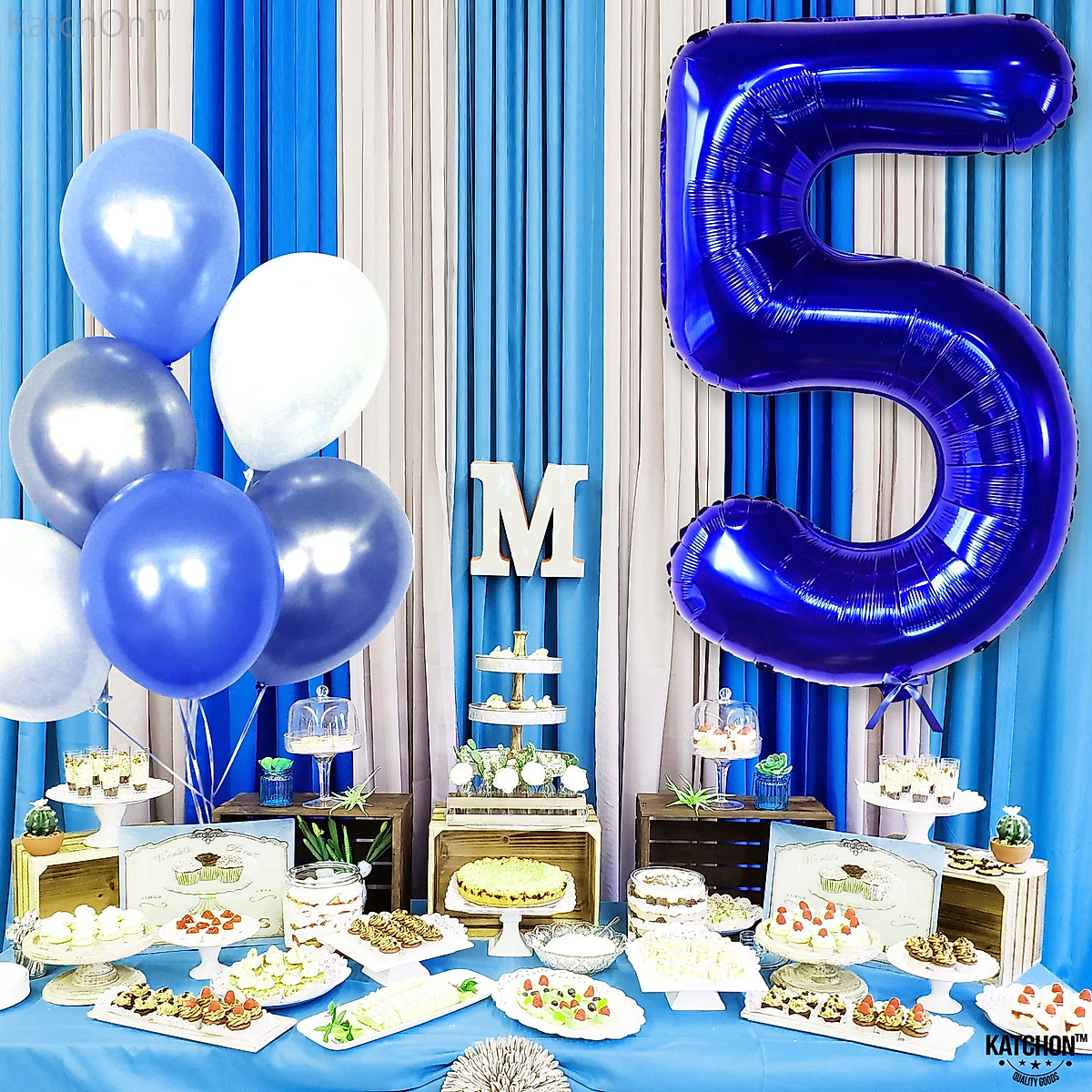 KatchOn, Navy Blue Number 5 Balloon - Big, 40 Inch | 5th Birthday Decorations for Boys, 5 Year Balloon | 5th Birthday Balloons, 5th Birthday Boy | Balloon 5 Year Old, Fifth Birthday Decorations Boy