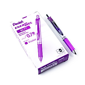 Pentel EnerGel XM BL77 - Retractable Liquid Gel Ink Pen - 0.7mm - 54% Recycled - Purple - Box of 12