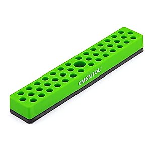 EMENTOL 1/4" Magnetic Bits Holder - Green, 43PCS Hole, Bit Organizer with Strong Magnetic, Magnetic Bits Organizer