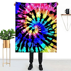 Boho Tie Dye Blanket 60" x 80" Hippie Rainbow Mandala Spiral Rainbow Super Soft Bedding Fleece Throw Blanket Luxury Bed Blanket Sofa Living Room Bedroom Warm Lightweight for Kid Baby Adults