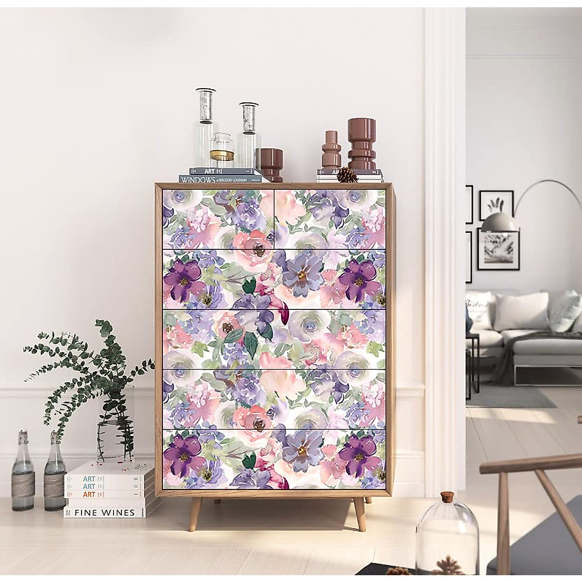Luvdecor Floral Peel and Stick Wallpaper Removable Wallpaper Peel and Stick Boho Wallpaper for Bedroom Bathroom Renter Wallpaper Floral Contact Paper for Kitchen Cabinet Accent Wall 17.7 * 118in