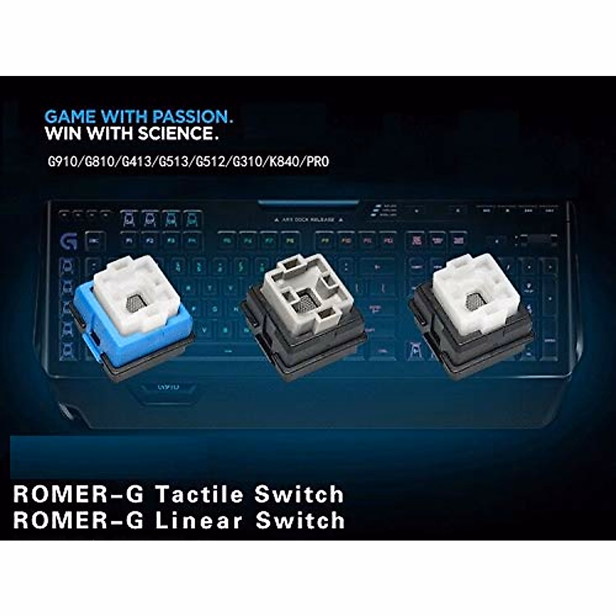 Pack of 5 Romer-G Mechanical Keyboard Switches Compatible for Logitech G310 G512 G513 K840 G810 G910 G413 Pro Keyboards (Romer-G Tactile Black)