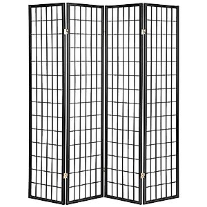 ORE International 4-Panel Shoji Screen Room Divider, Black