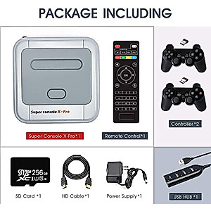Kinhank Super Console X Pro,117,000+ Classic Games Retro Video Game Console,Gaming Systems for 4K TV HD/AV Output,Dual Wireless 2.4G Controllers,Up to 5 Players,Gift for Men(256G)