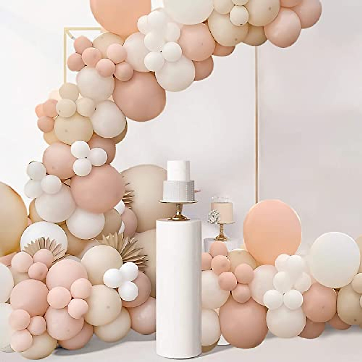 128Pcs Boho Sand White Nude Balloons Garland Arch Kit,Stand White Balloons Double-Stuffed Peach Balloons for Retro Boho Wedding Birthday Girls Baby Shower Garden Tea Party Background Decorations…