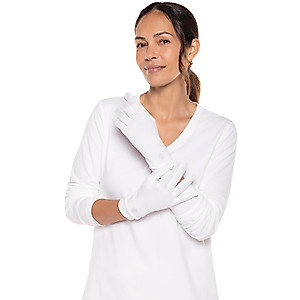 Coolibar UPF 50+ Unisex Sawyer UV Sun Gloves - Sun Protective (Medium- White)