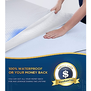Premium 100% Waterproof Full Mattress Protector Breathable Cooling 3D Air Fabric Mattress Cover Smooth Soft Hypoallergenic Noiseless Bed Cover Machine Washable Vinyl Free 8-21'' Deep Pocket