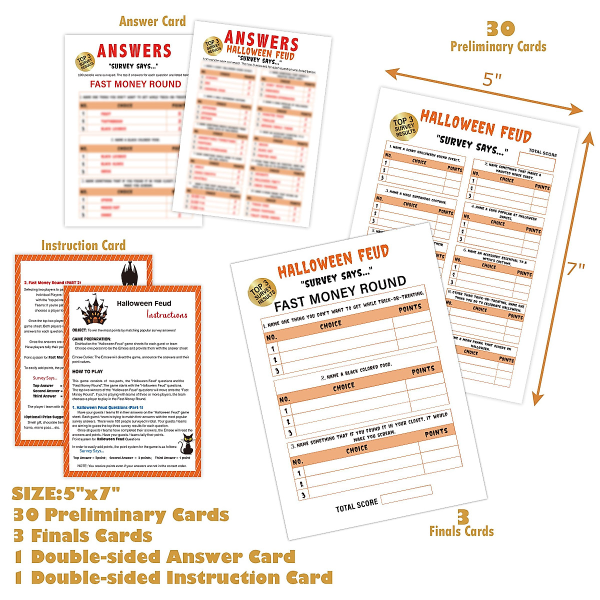 Halloween Friendly Feud Game - The Hilarious Party Game of Guessing Top Answers,Feud Game for Adults,Halloween Party Game,Classroom Game,Family Game Night,Team Ice Breaker Game-1