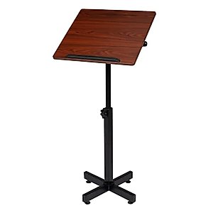 Bonnlo Classic Lectern Podium Stand, Height Adjustable Church Classroom Lecture, Portable Presentation Concert Podium, Multi-Function Reading or Laptop Desk with Edge Stopper, Brown (Brown)
