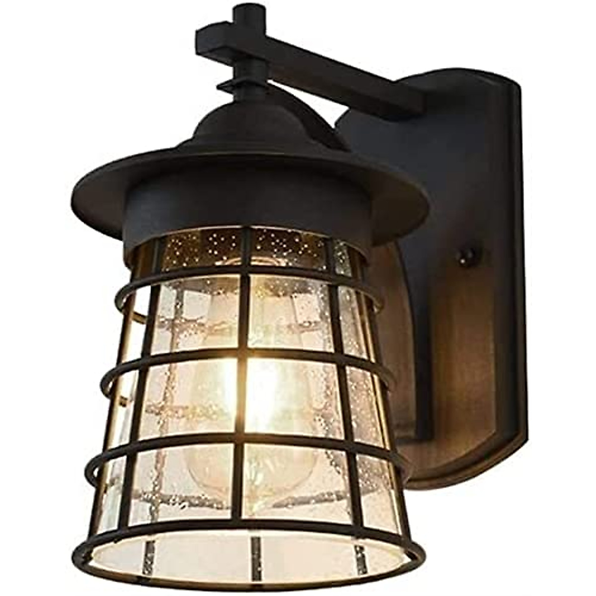 Porch Lamp LED Wall Lantern Exterior Waterproof Small Wall Light Black Outdoor Wall Sconce with Clear Glass Wall Mount Lighting Fixtures for Garden Patio Garage