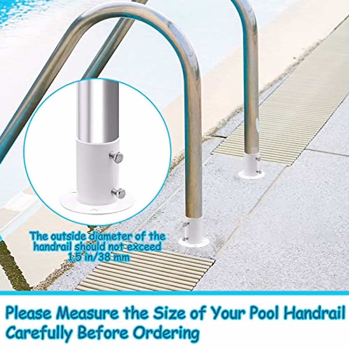 2Pcs Deck Flanges for Above Ground Pool Ladder Steps, Stainless Steel Flange Rod End Holder Deck Anchors Flange Cast, Pool Ladder Anchors Mounting Flanges Replacement Parts for 1.5" Pool Handrails