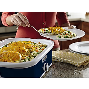 Crock-Pot Small 3.5 Quart Manual Casserole Slow Cooker and Food Warmer, Navy Blue (SCCPCCM350-BL)