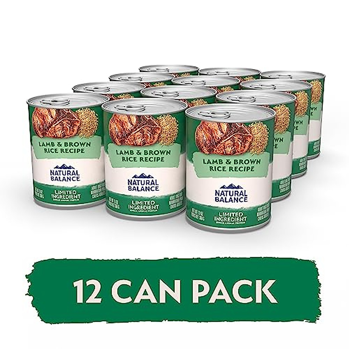 Natural Balance Limited Ingredient Adult Wet Canned Dog Food with Healthy Grains, Lamb & Brown Rice Recipe, 13 Ounce (Pack of 12)