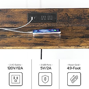 Dog Crate Furniture with Storage Shelves, 31.5 Inch Heavy Duty Dog Crate with Power Outlet, Wooden Dog Kennel Indoor Furniture for Small Medium Dogs, Three Doors, Rustic Brown and Black BF80UGW03