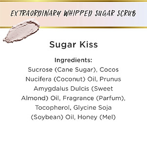 LALICIOUS Sugar Kiss Extraordinary Whipped Sugar Scrub - Cane Sugar Body Scrub with Coconut Oil & Honey, No Parabens (16oz)