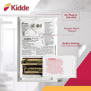 Kidde Carbon Monoxide Detector, AC Plug-In with Battery Backup, CO Alarm with Replacement Alert